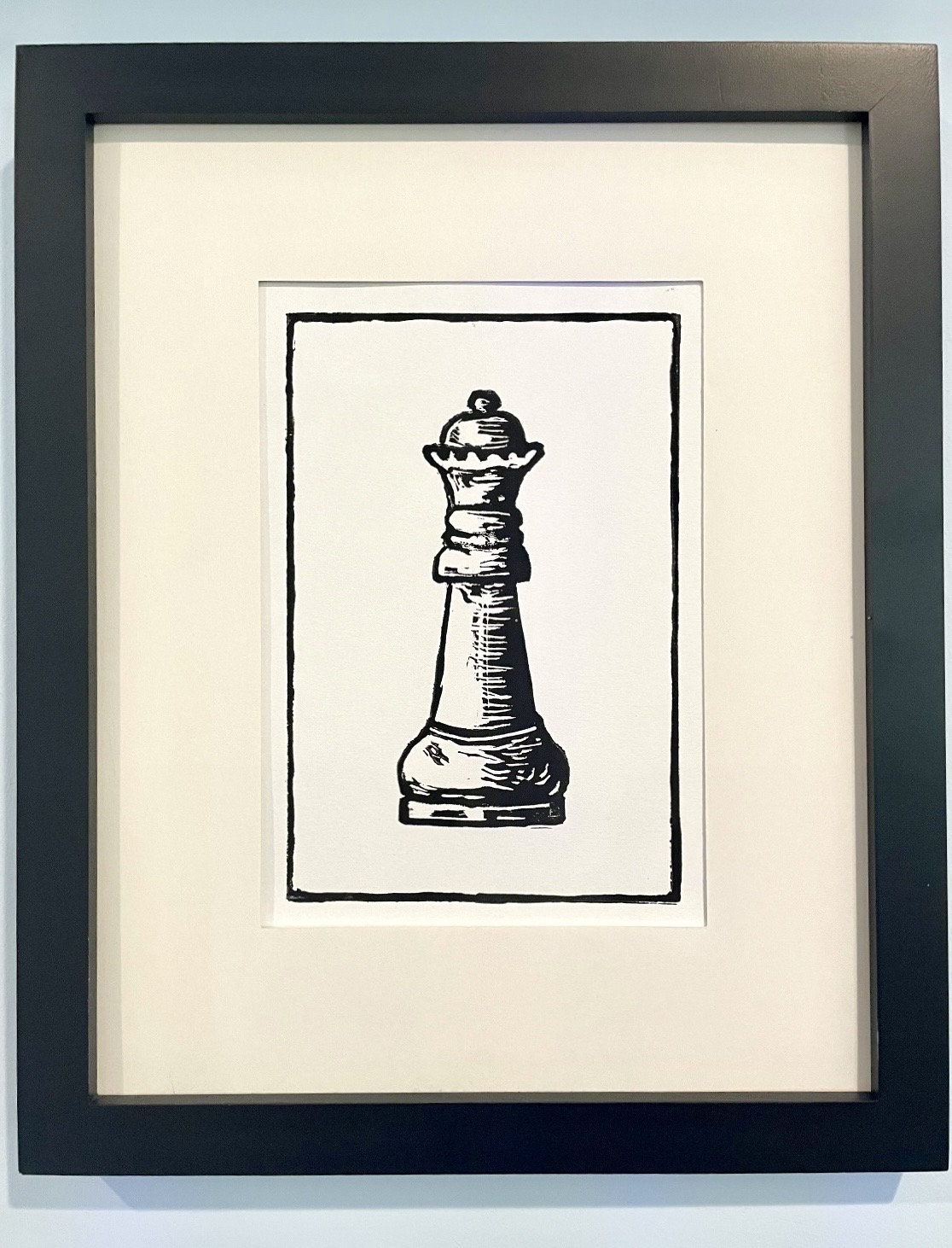 Queen Chess Piece Print, Handmade Block Print, 5"x7" - Etsy