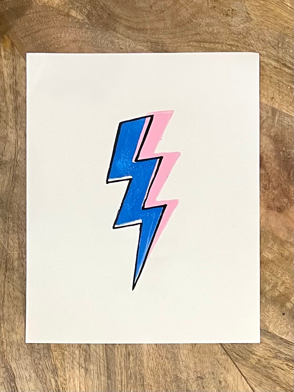 Lightning Bolt Print, Handmade Block Print 8x10 - Etsy