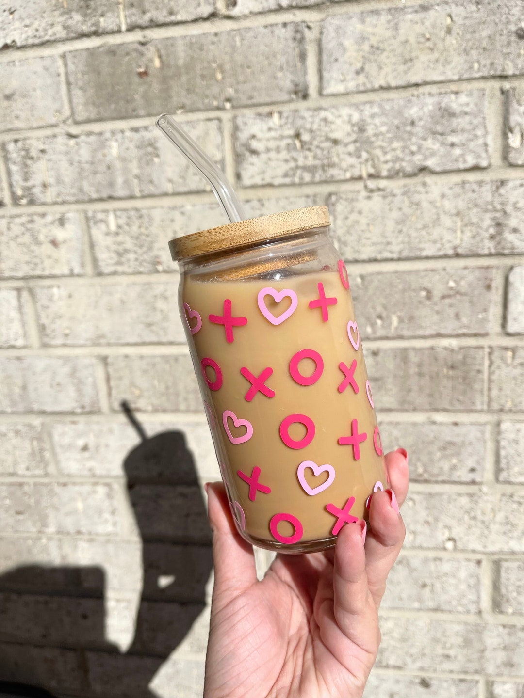Valentines Day Beer Can Glass Xoxo Cup Valentines Day Iced Coffee Cup