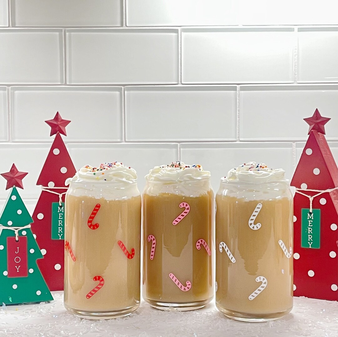 Candy Cane Glass Can Candy Cane Beer Glass Can Christmas - Etsy