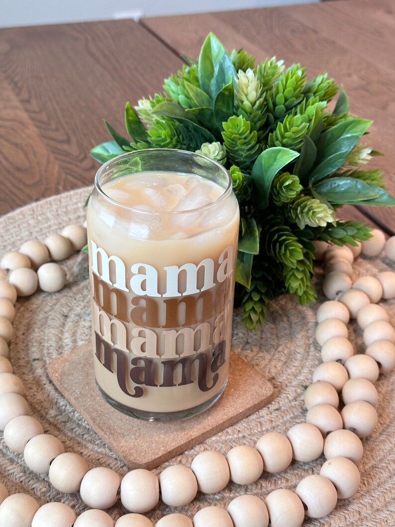 Mama Glass Cup Mother's Day Gift Mama Cup With Lid and - Etsy