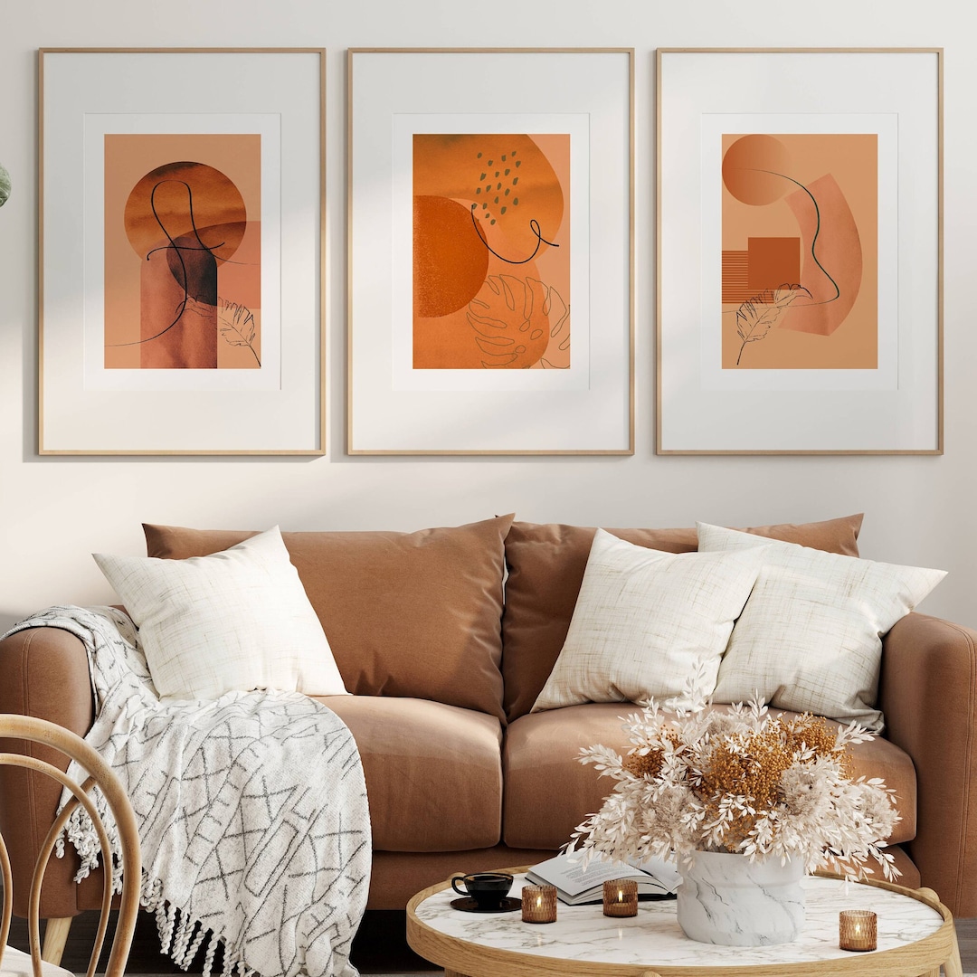 Burnt Orange Abstract Print Set: Autumn Gallery Wall Art - Etsy