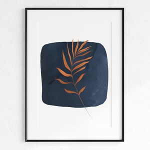 Navy & Burnt Orange Botanical Prints, Gallery Wall Set, Living Room ...