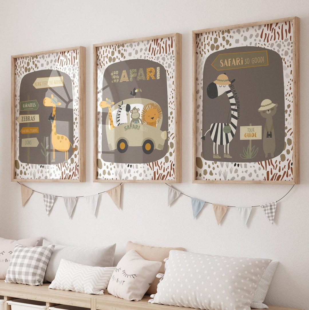Safari Nursery Prints Set: Boho Jungle Animals Wall Art - Etsy