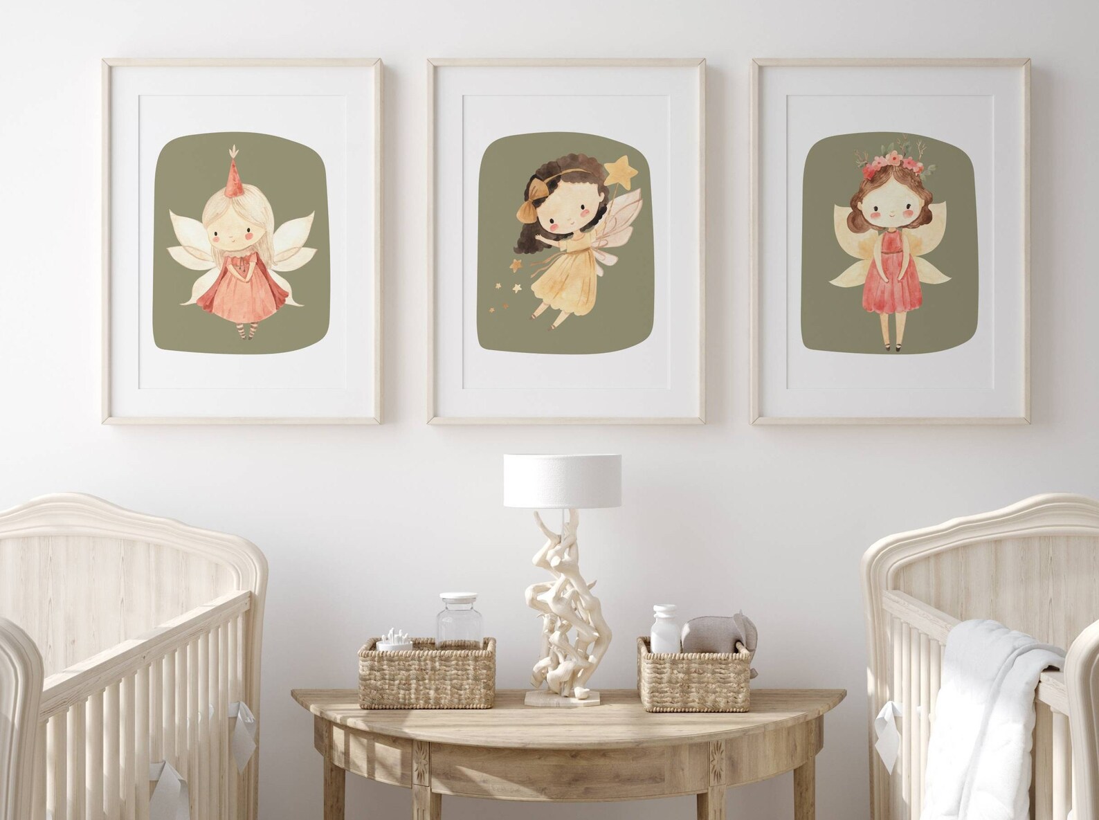 Sage Green Fairy Nursery Prints, Set of 3: Whimsical Cottagecore Art - Etsy