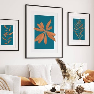 Teal Wall Art, Terracotta Prints, Set of 3, Living Room Decor, Bedroom ...