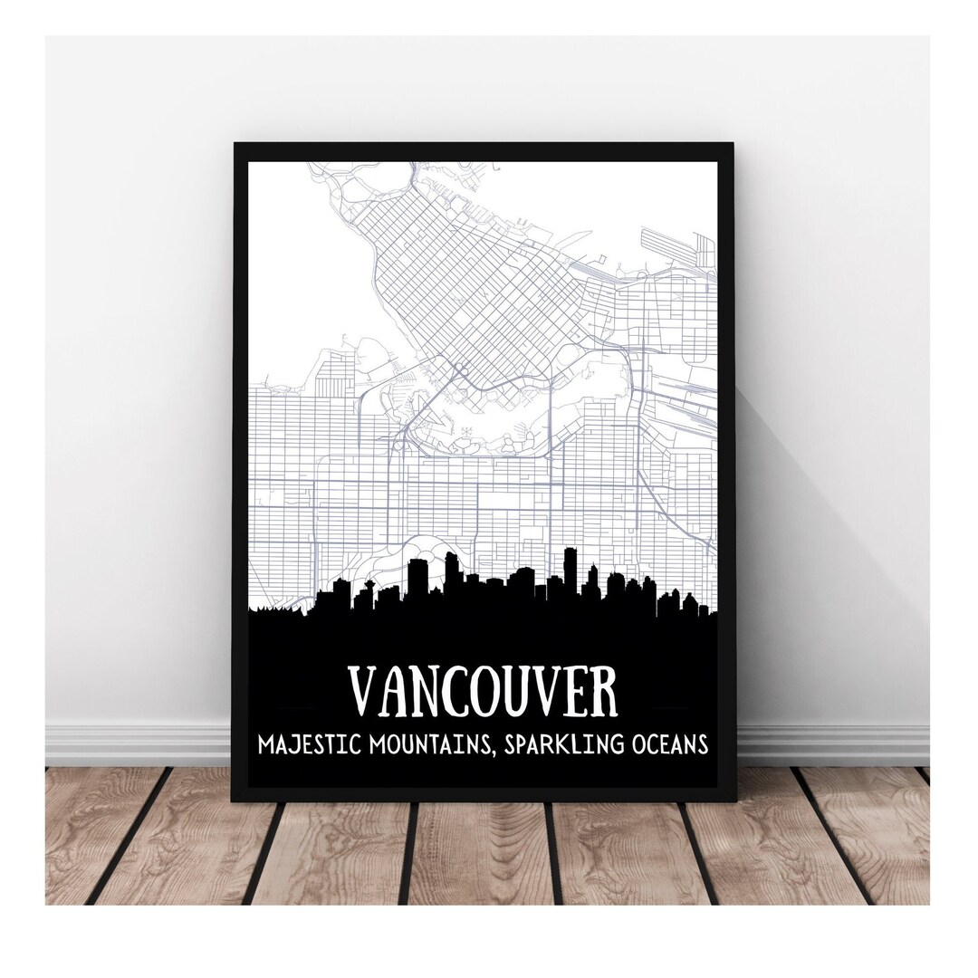 Vancouver Map, Travel Poster, Vancouver Print, Travel Wall Art ...