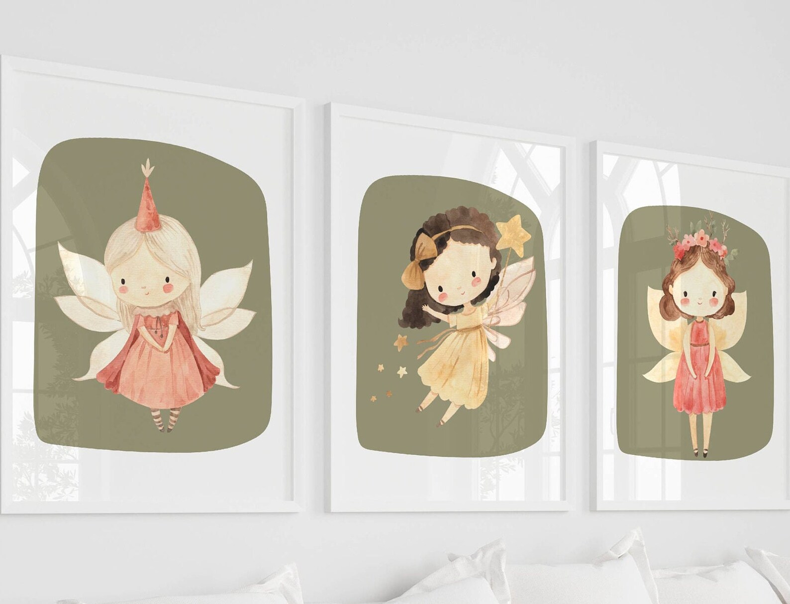 Sage Green Fairy Nursery Prints, Set of 3: Whimsical Cottagecore Art - Etsy