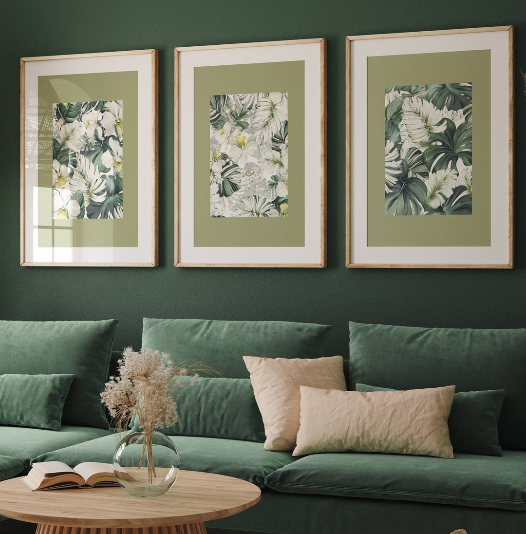 Large Green Wall Art, Botanical Prints, Abstract Wall Art, Green Home ...