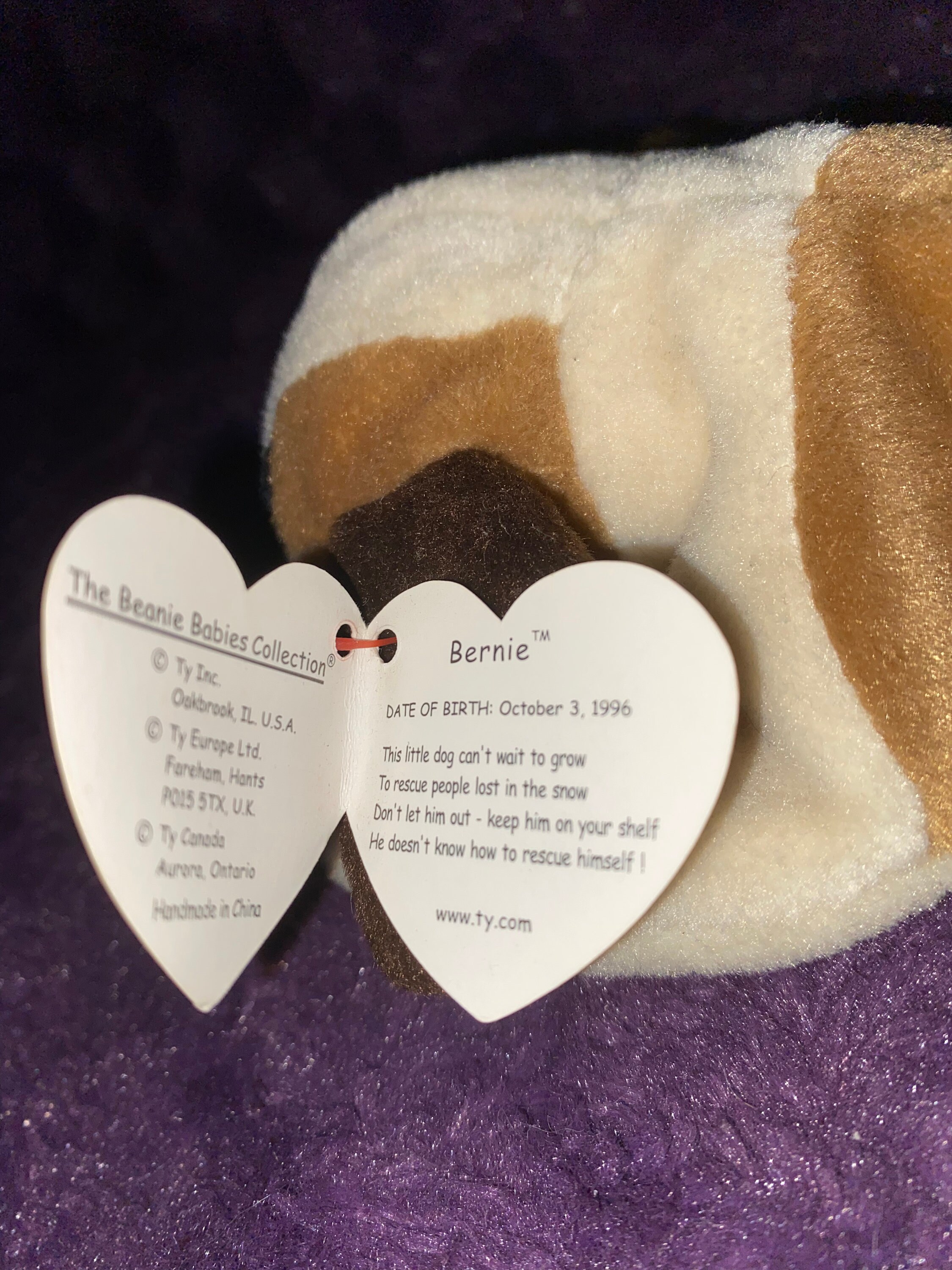 Beanie Baby Bernie the Dog, With Pvc Pellet Tag - Etsy