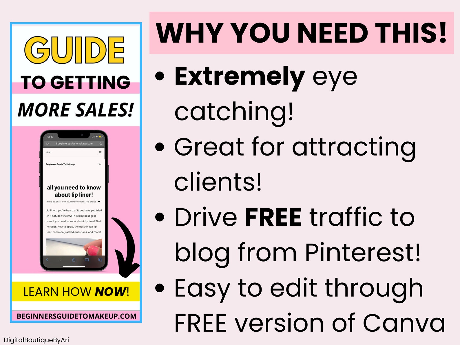 Eye Catching Pinterest Pins. Canva Templates. Blogger Tools. Coaching ...