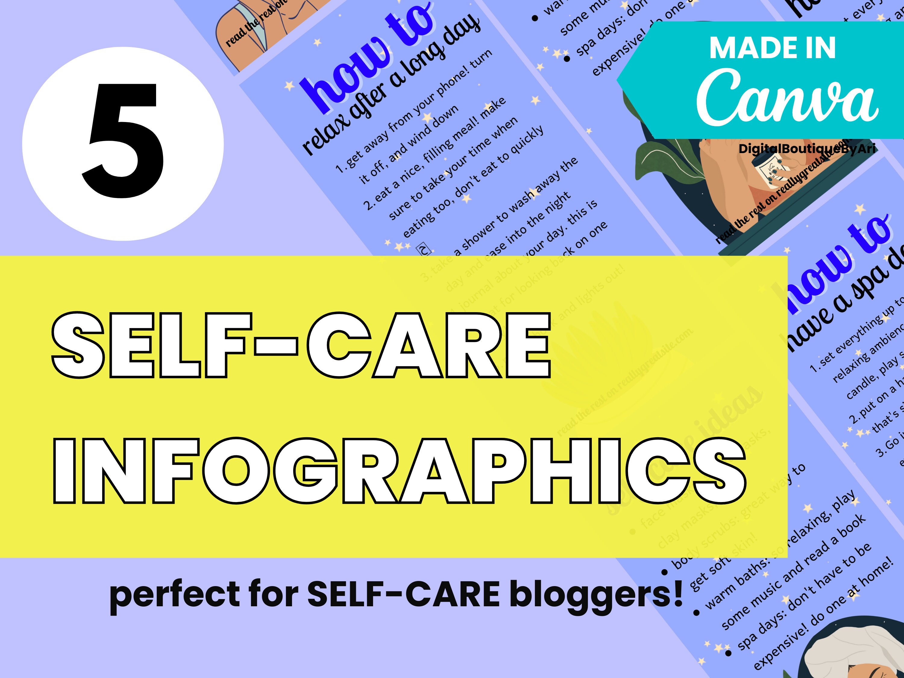 Aesthetic Self-care Infographics Perfect for Self-help Bloggers, Self ...