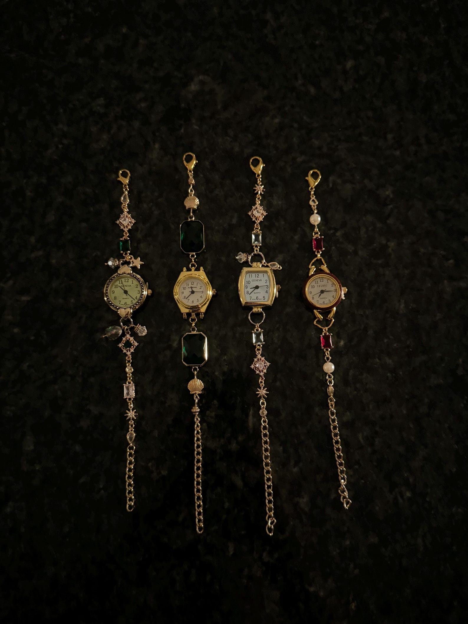 Vintage Beaded Gold Watches Crystal Red Blue Coquette Pearl Time ...