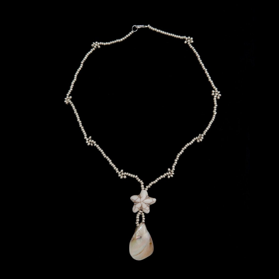 Handmade, Pearls, Beachy Shell Summer Pink and White Glass Beads ...