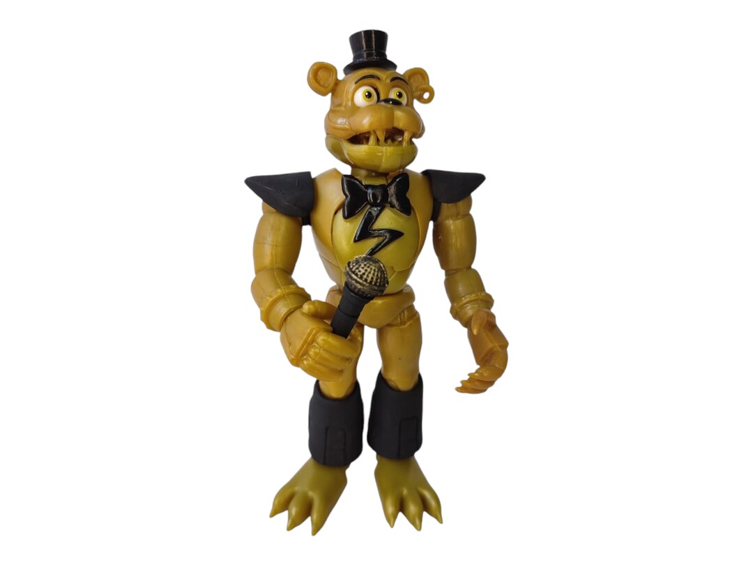 FNAF Freddy Fazbear Gold 9" Mexican Hard Plastic Toy Figure Five Nights ...