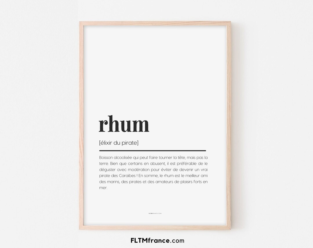Rum Humor Definition Poster Original Gift Idea for Rum Lovers Wall ...