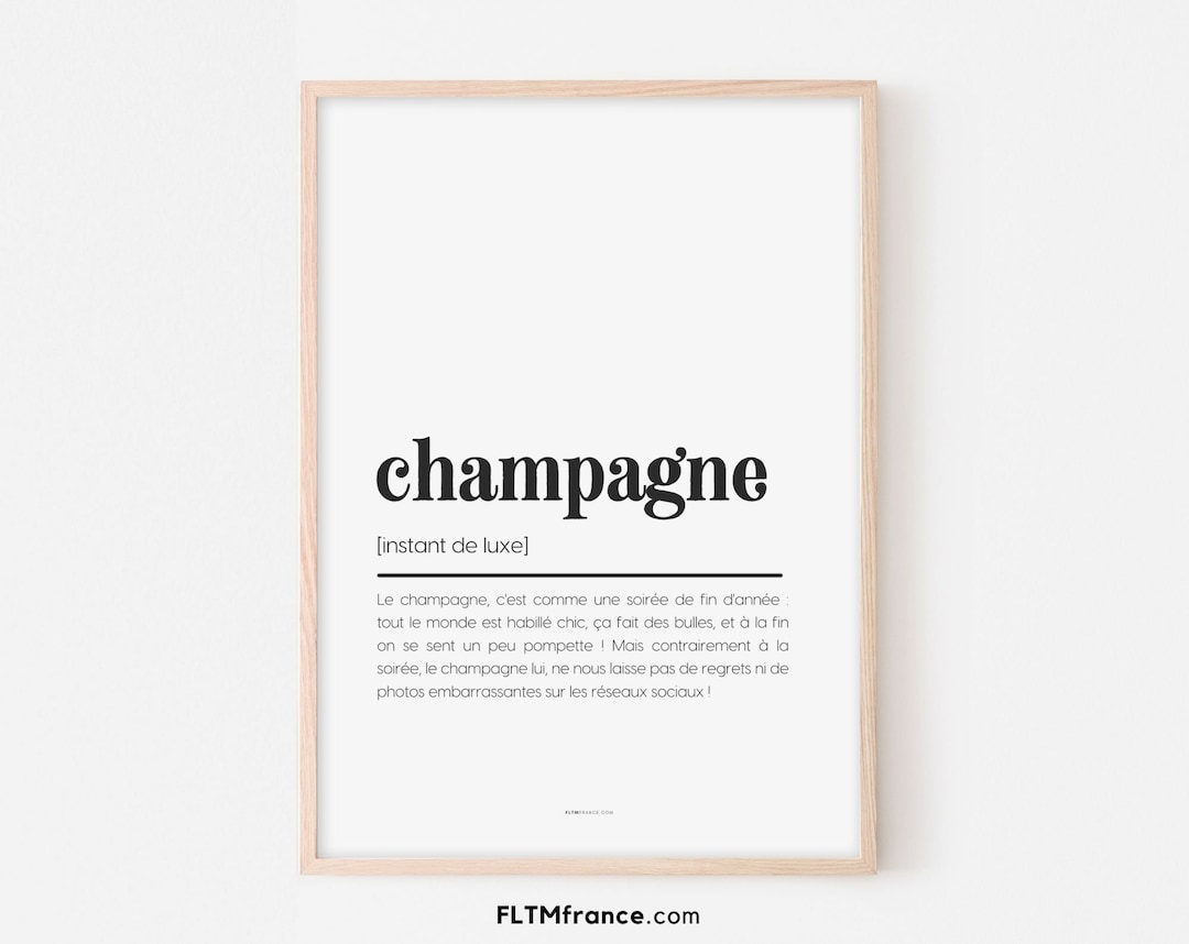 Affiche définition champagne humour Idée cadeau original pour les ...