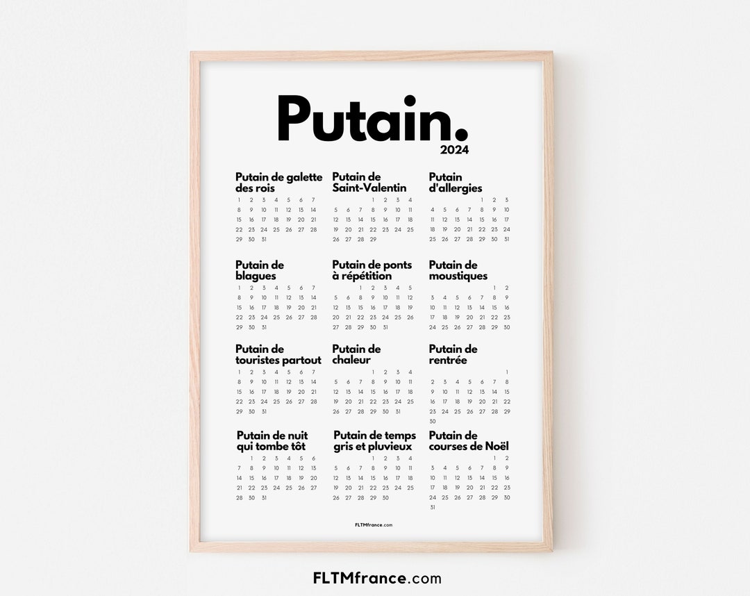 Putain 2024 Calendar Printable 2024 Calendar Original Gift - Etsy Australia