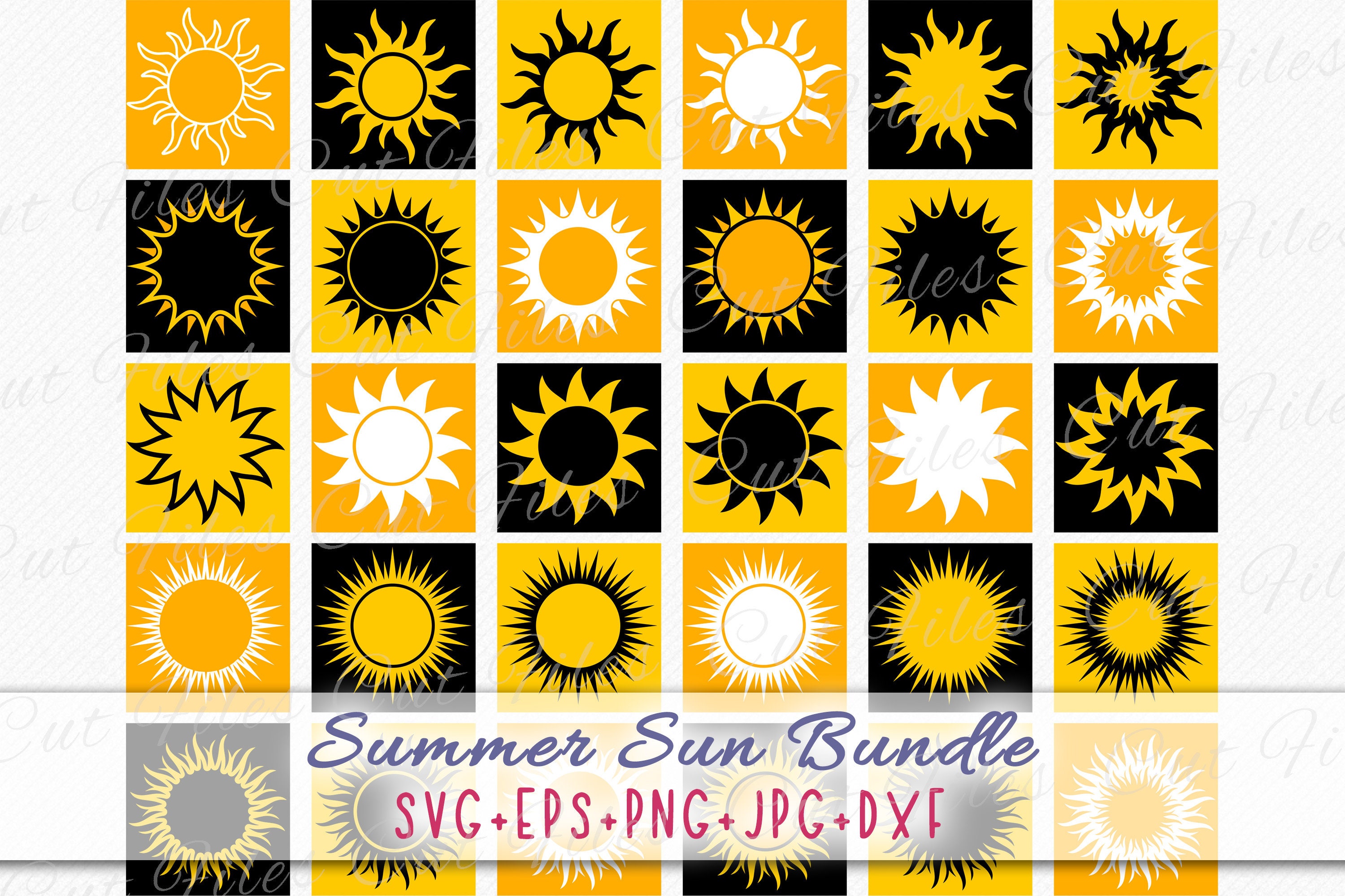 Summer Sun Svg Bundle Sun Vector And Clipart Files Cutting Etsy Canada