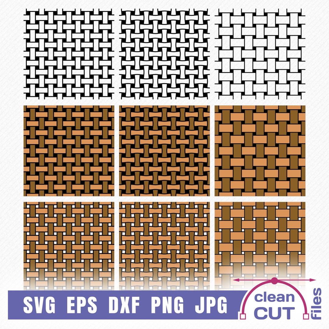 Basket Weave Patterns SVG Bundle, Seamless Basket Weave Template Cutting and Clipart Files ...