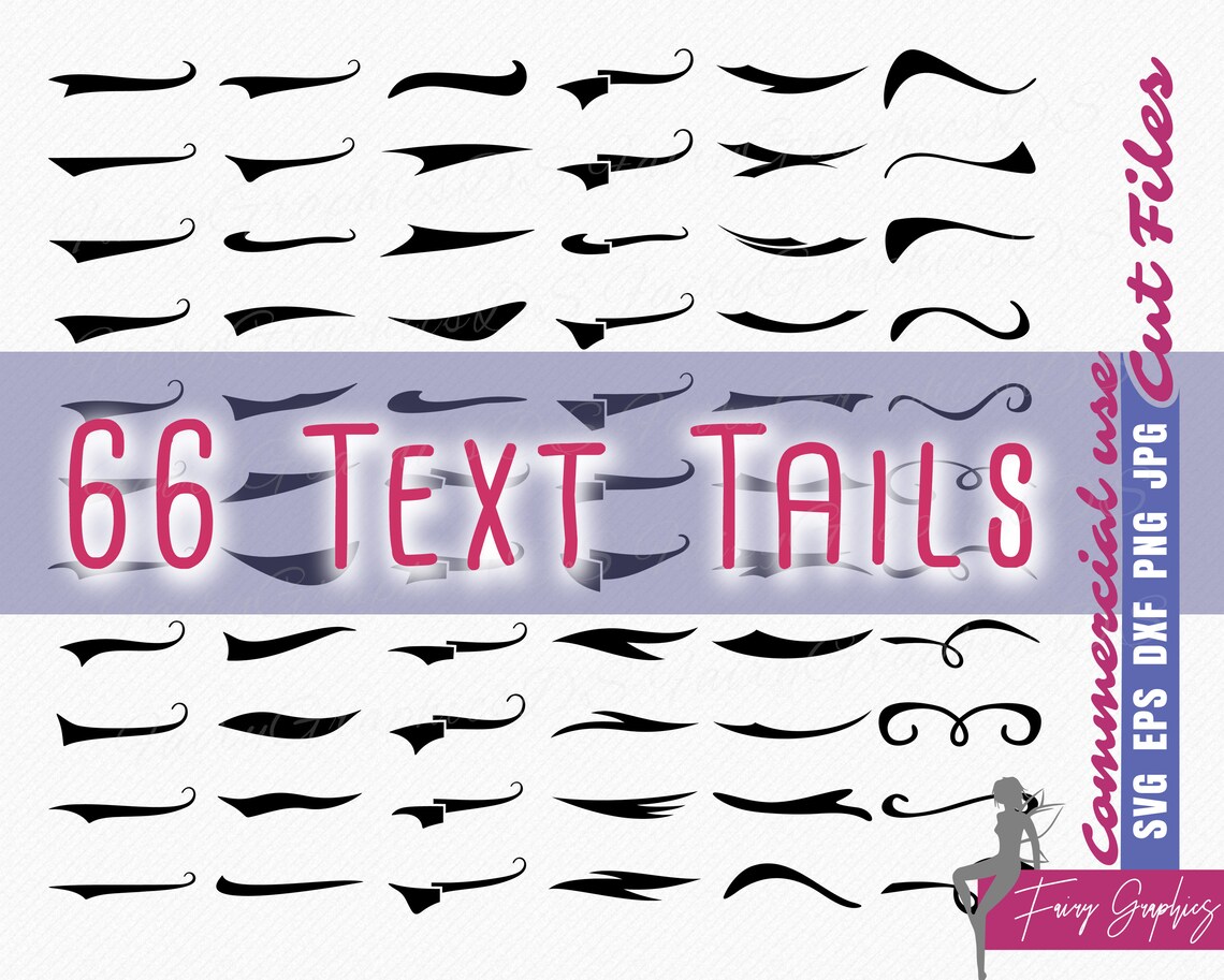 Baseball Text Tails SVG Bundle 66 Vector and Clipart Tails - Etsy