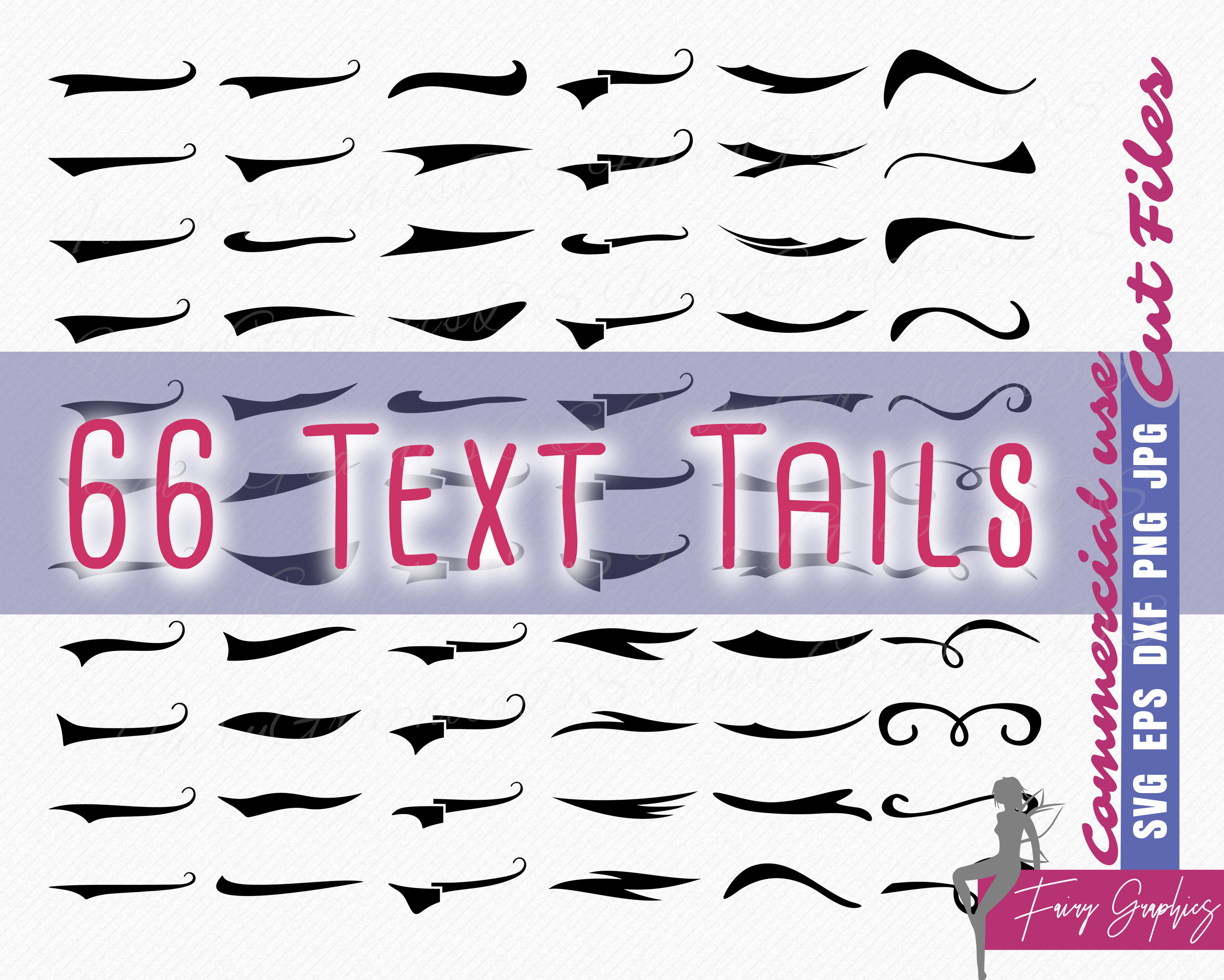 Baseball Text Tails SVG Bundle 66 Vector and Clipart Tails, Text ...