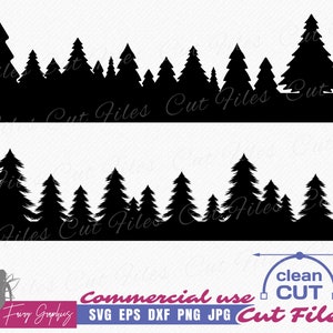 Forest Line SVG Seamless Pine Trees, Tree Line SVG, Pine Trees Clipart ...