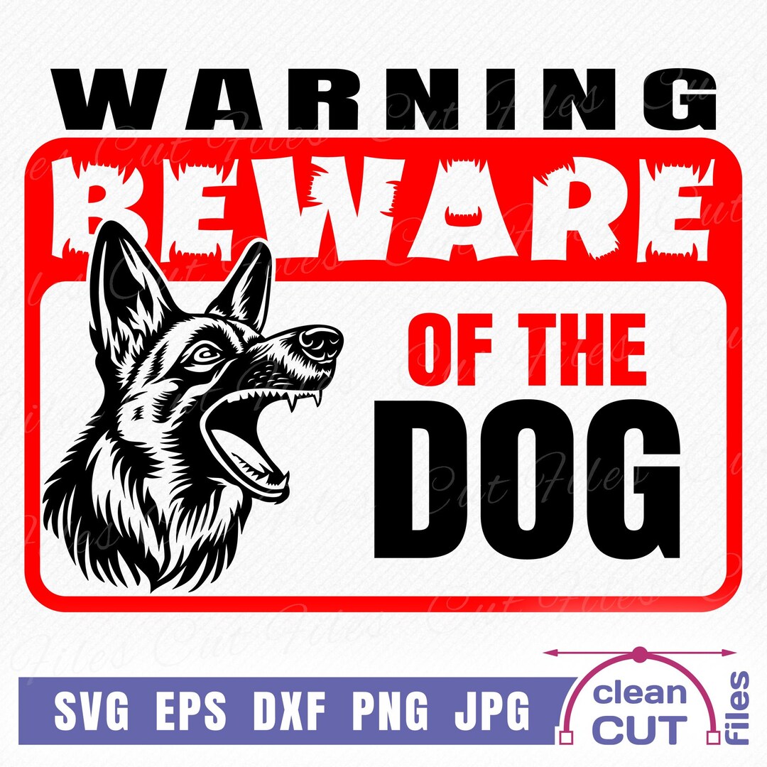 Beware of the Dog Sign SVG Angry German Shepherd Head Logo Barking ...
