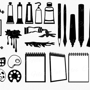 Art Supplies SVG Bundle Painting Tools, Paint Brush SVG, Painting ...