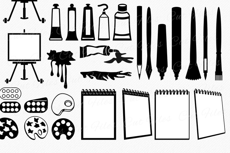 Art Supplies SVG Bundle Painting Tools Paint Brush SVG - Etsy