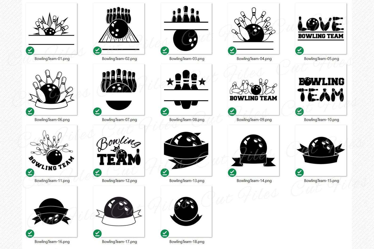 Bowling Team SVG Bundle Monogram Frame Love Bowling Squad Ball and Pins ...