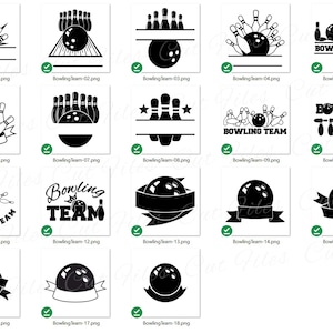 Bowling Team SVG Bundle Monogram Frame Love Bowling Squad Ball and Pins ...