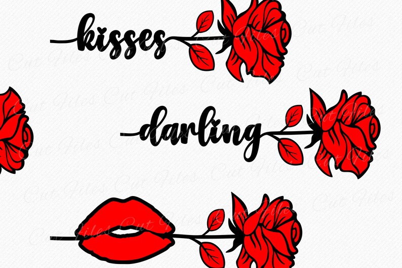 Rose With Text SVG Bundle, Valentines Day SVG Designs - Etsy