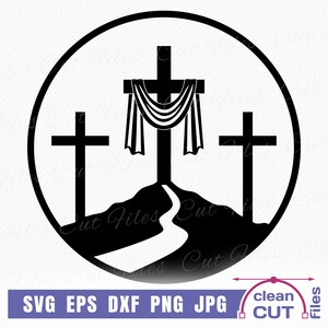 Circle Calvary Cross SVG Bundle | Three Religious Crosses in a Circle ...