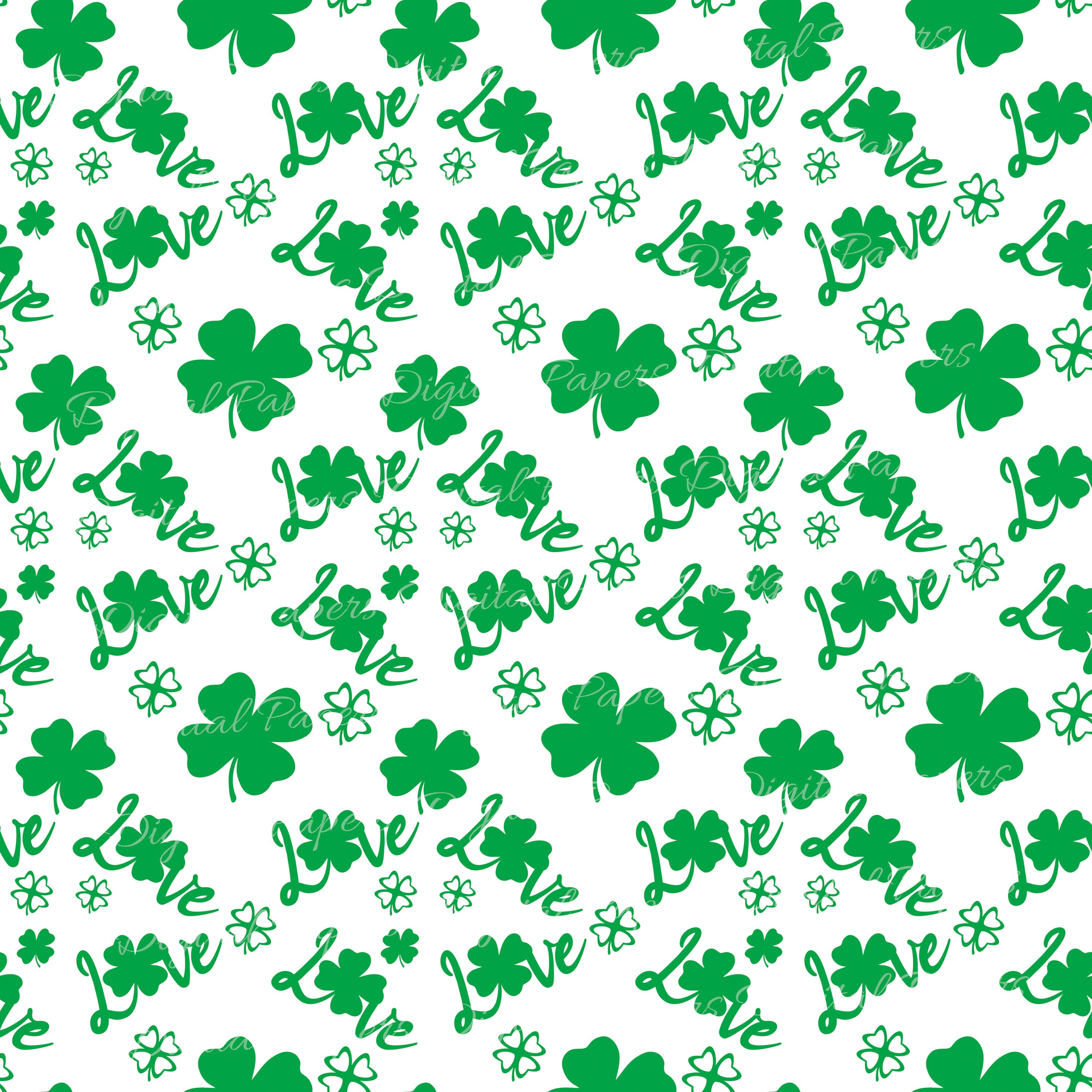 St. Patrick's Day Digital Paper - Seamless Clover Pattern, Irish ...