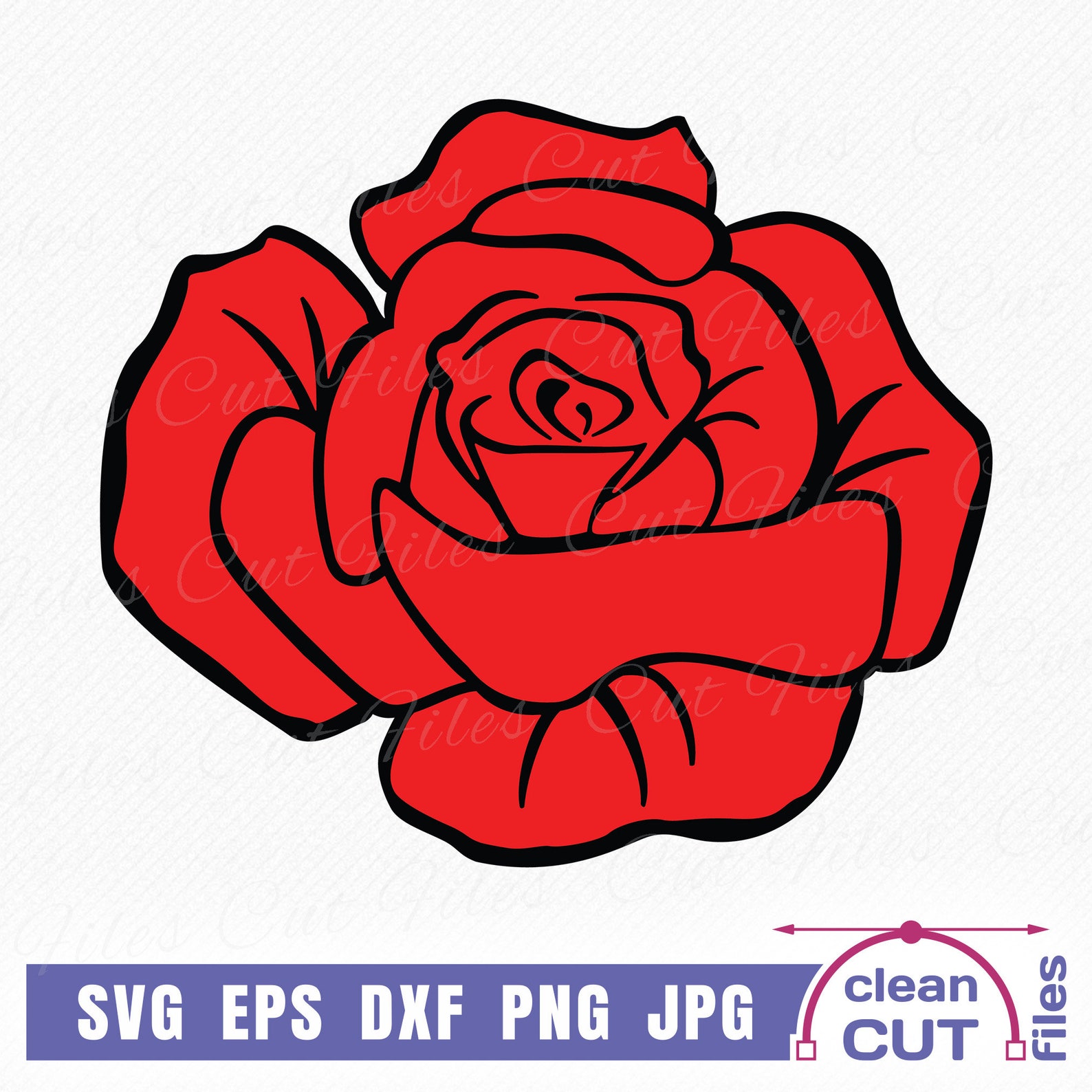 Simple Rose Flower SVG Vector Images, Silhouette of Red Rose Design ...