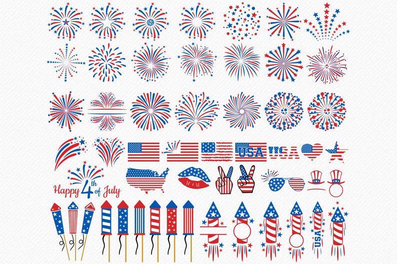 Fireworks SVG Bundle, Firecracker SVG, 4th of July Firework Png Bundle ...