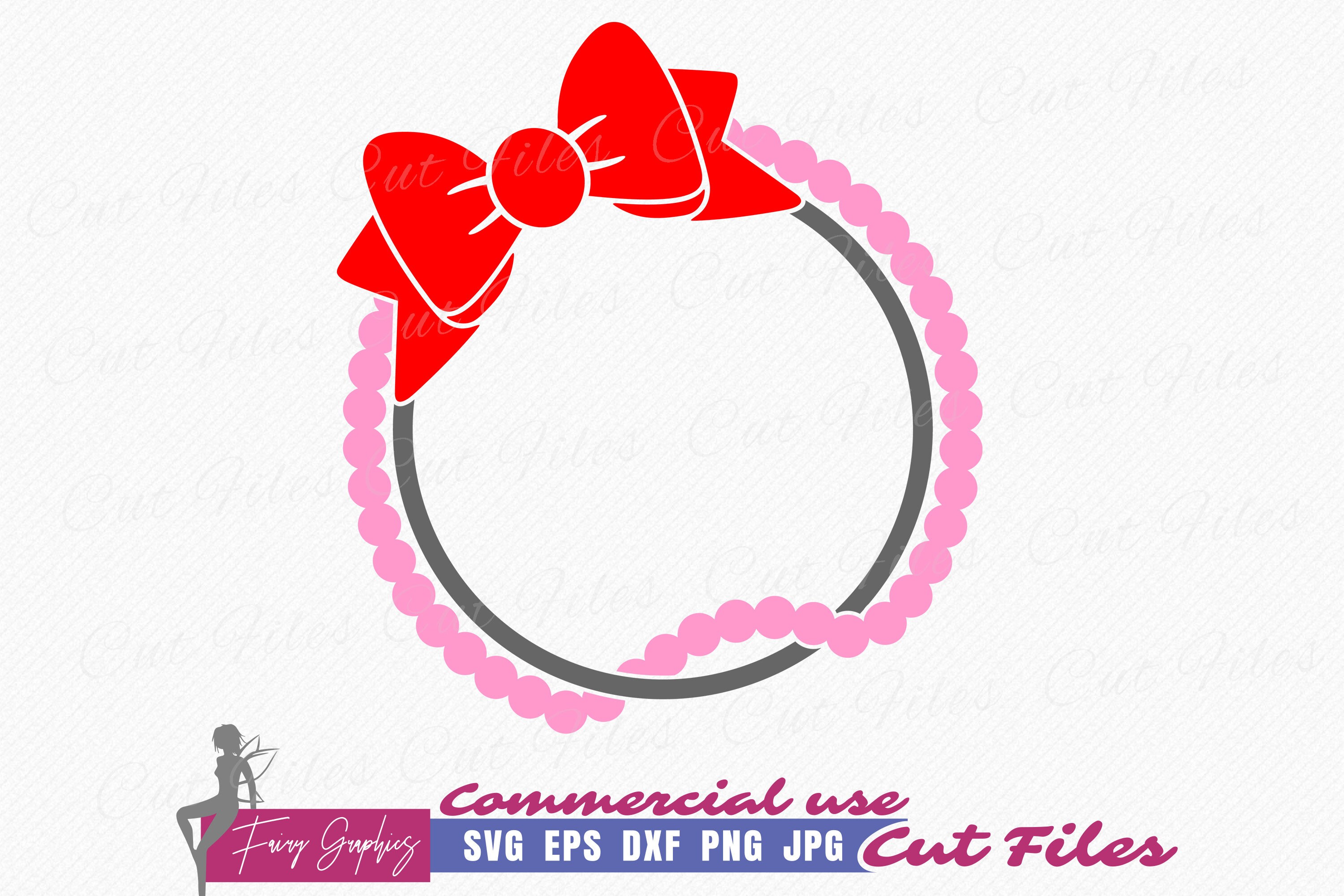 Pearls and Bow Circle Monogram Frame SVG Monogram Template - Etsy