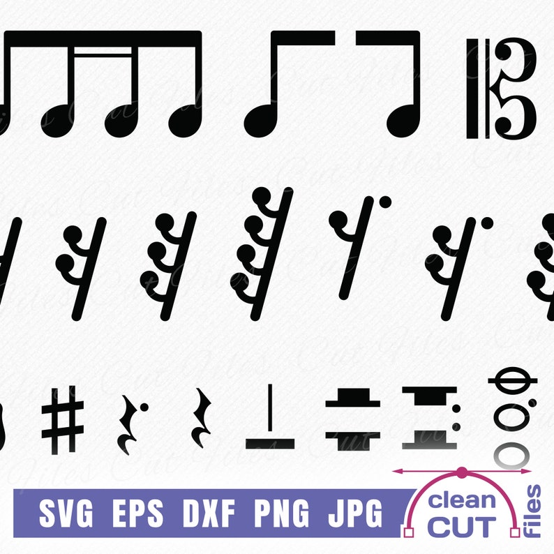 Musical Notes and Symbols SVG Bundle Musical Vector and Clipart Cutting ...
