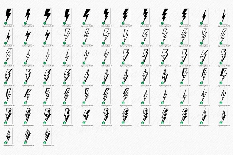 Flash SVG 75 Lightening Bolts SVG Thunder Cutting and - Etsy