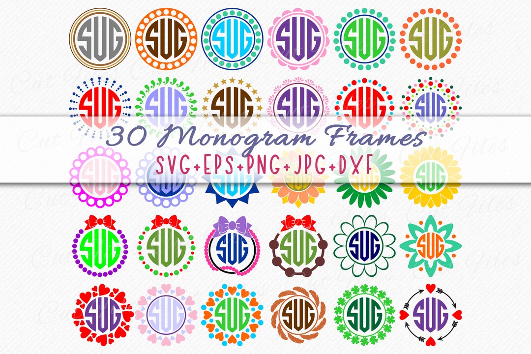 Monogram Frames SVG Bundle - Monogram Template, Circle Monogram Clipart and Vector Bundle ...