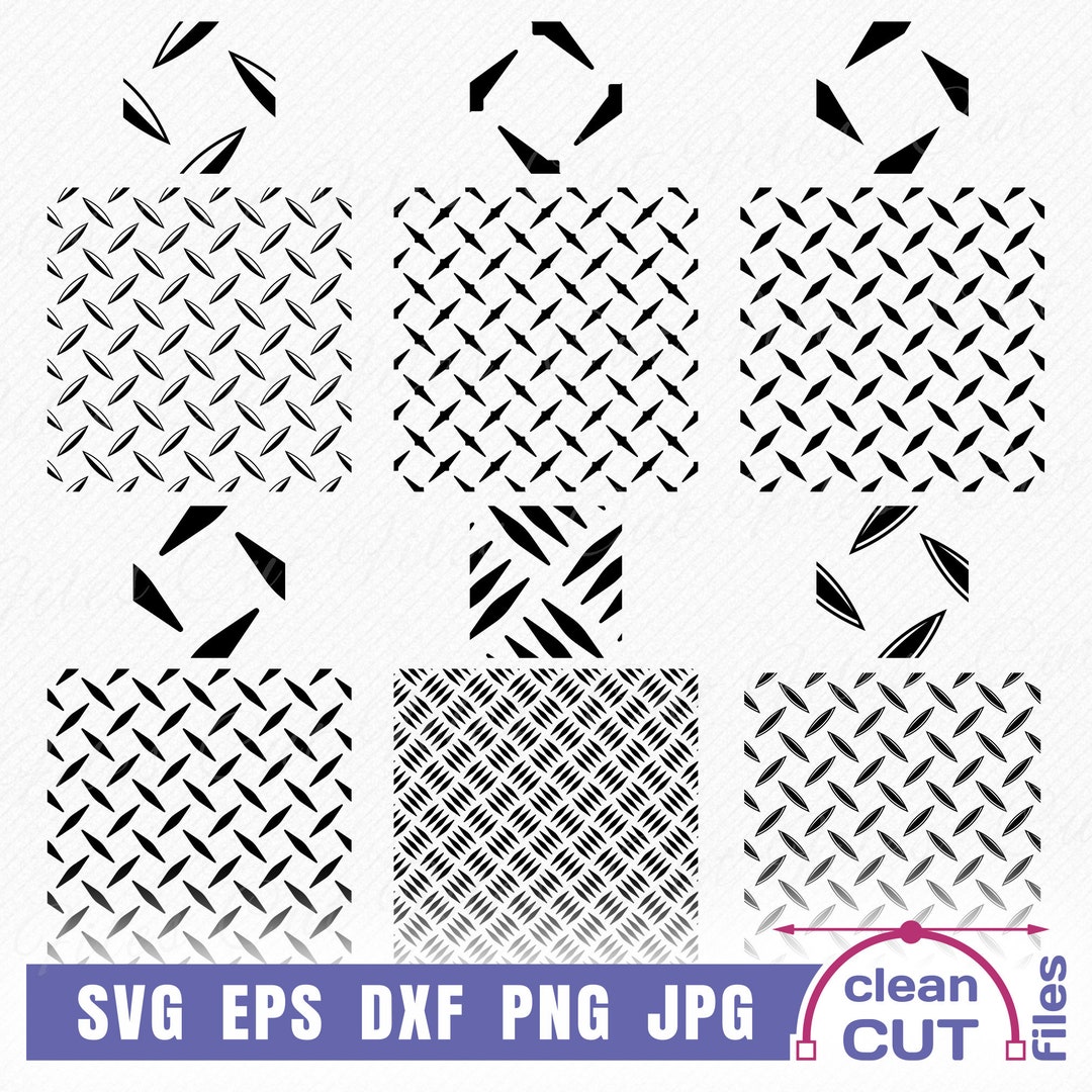 Diamond Plate Patterns SVG Vector Bundle Clipart Files, Seamless ...