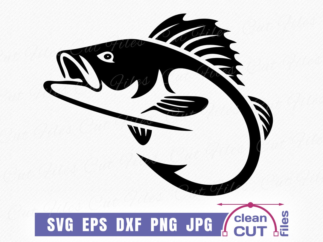 Bass Fishing Hook SVG Vector Design | Fish Hook With Bass Inside ...