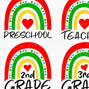 Back to School Rainbow SVG Bundle, Rainbow Grades Shirt Cutting and ...