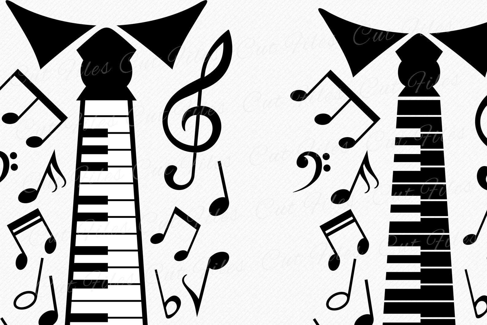 Piano Key Tie SVG Necktie With Keyboard and Musical Notes SVG - Funny ...