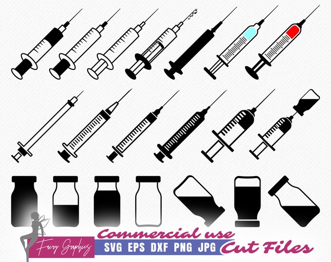 Syringe Svg. Vector Cut File for Cricut, Silhouette, Pdf Png Eps Dxf ...