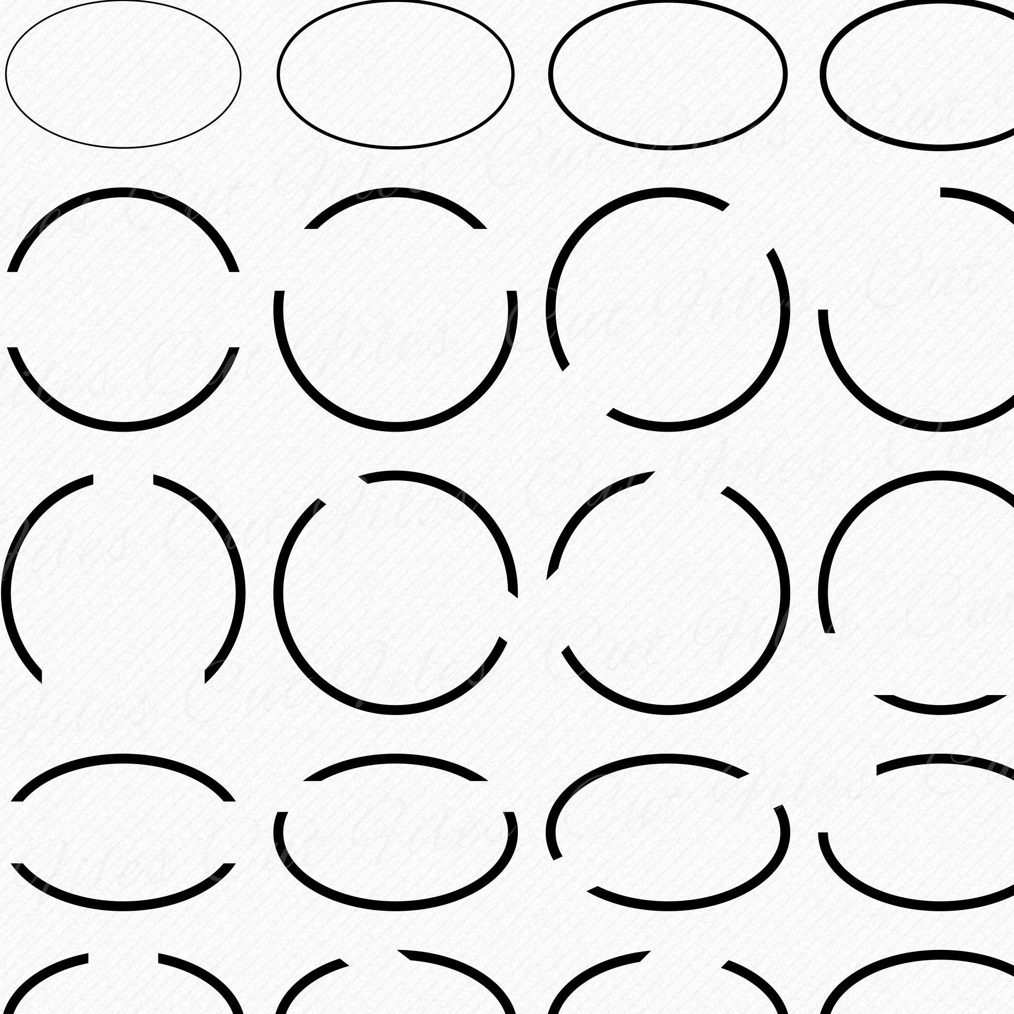 Open Circle and Еllipse SVG Vector Bundle, Split Outline Frame Png ...