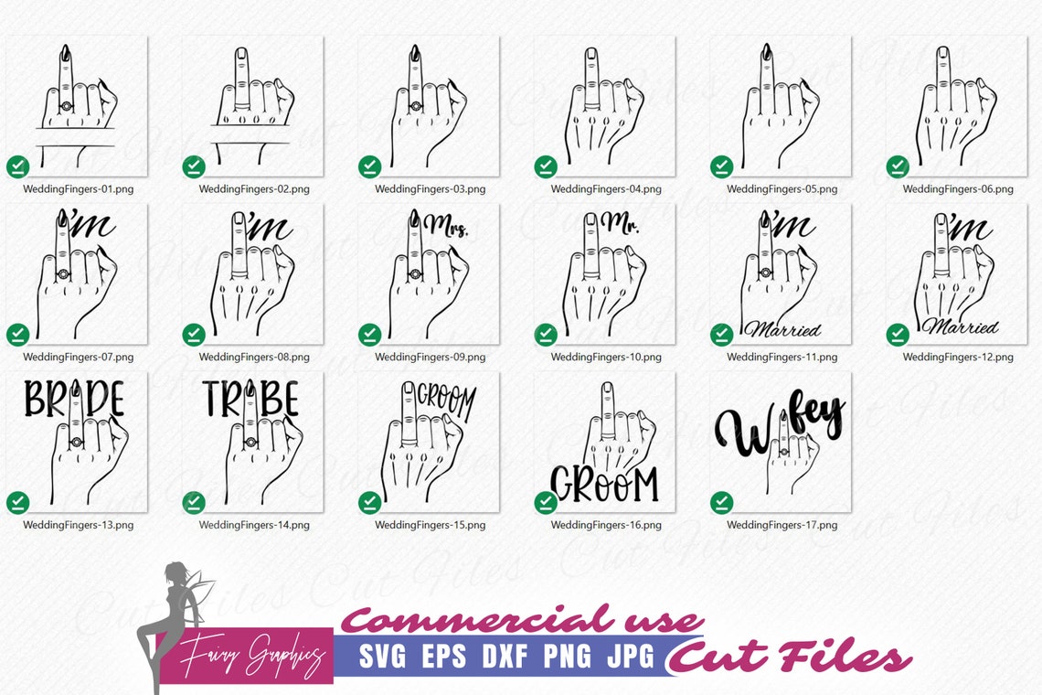 Wedding Fingers SVG Bundle Engagement Rings SVG Bride Tribe - Etsy