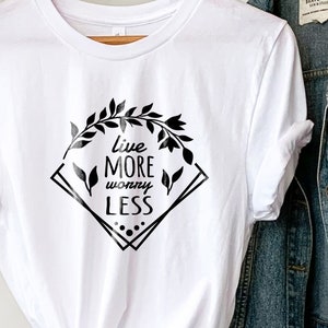 Live More Worry Less Wreath Quote SVG, Square Wreath SVG, Laurel Wreath ...