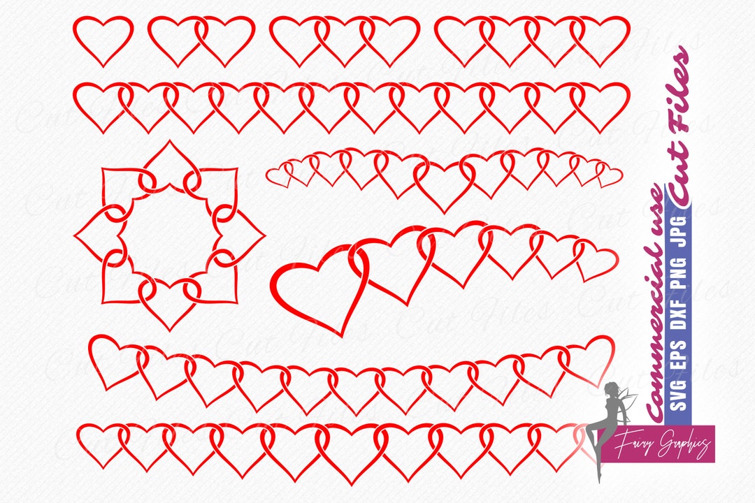 Connected Hearts SVG | Linked Hearts SVG | 2 Harts Love Vector ...